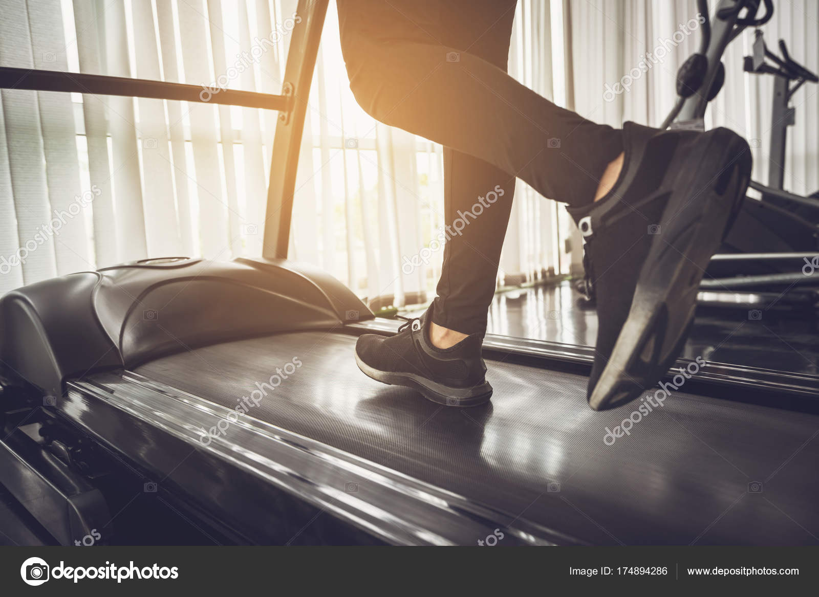Healthy People running on machine treadmill at fitness gym Stock Photo ...