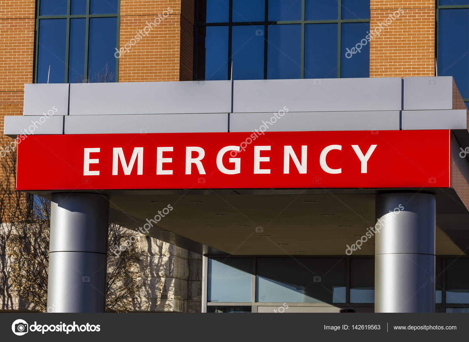 Red Emergency Entrance Sign for a Local Hospital XIV Stock Photo by ...