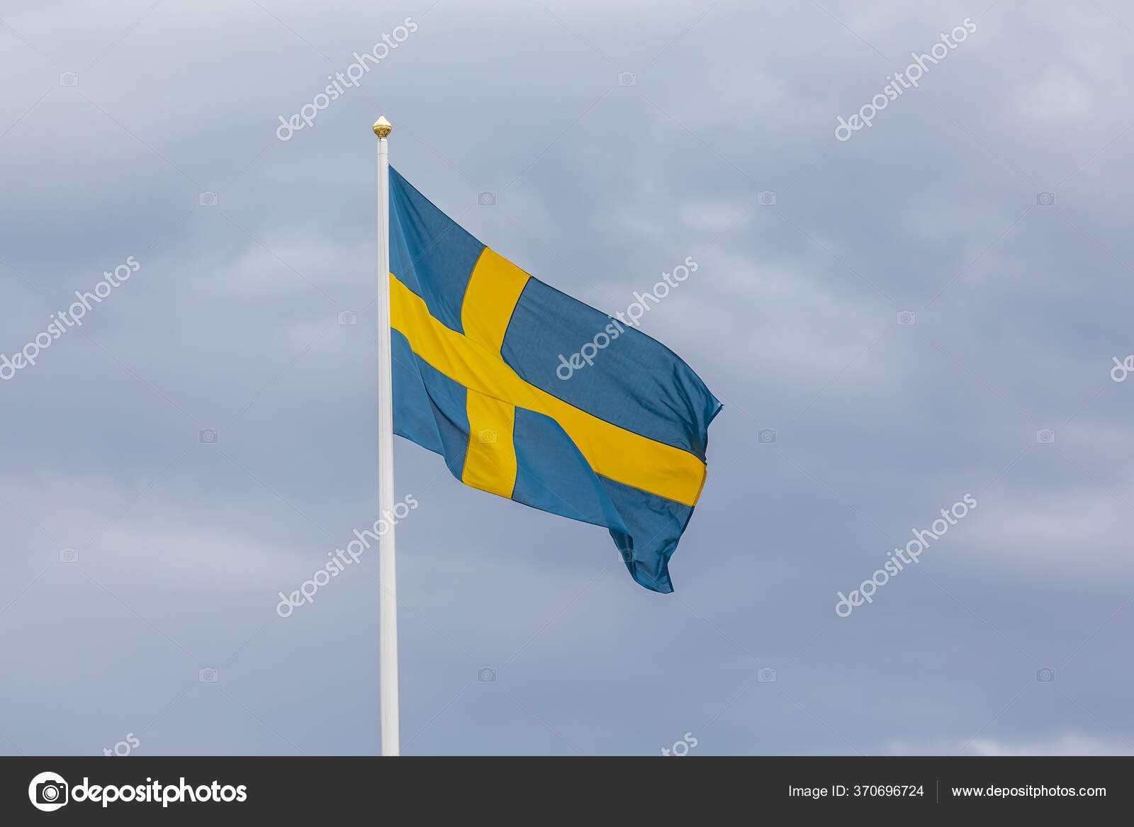 Swedish Flag Proudly Fluttering Wind Blue Sky — Stock Photo © saltat007 ...