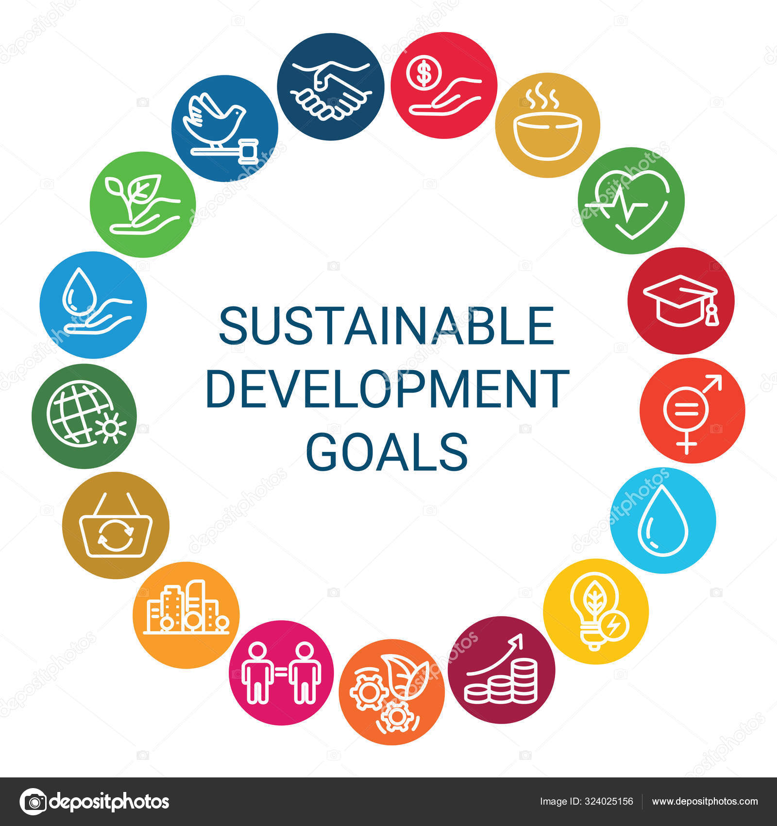 Objectifs de développement durable. icônes de style linéaire image ...