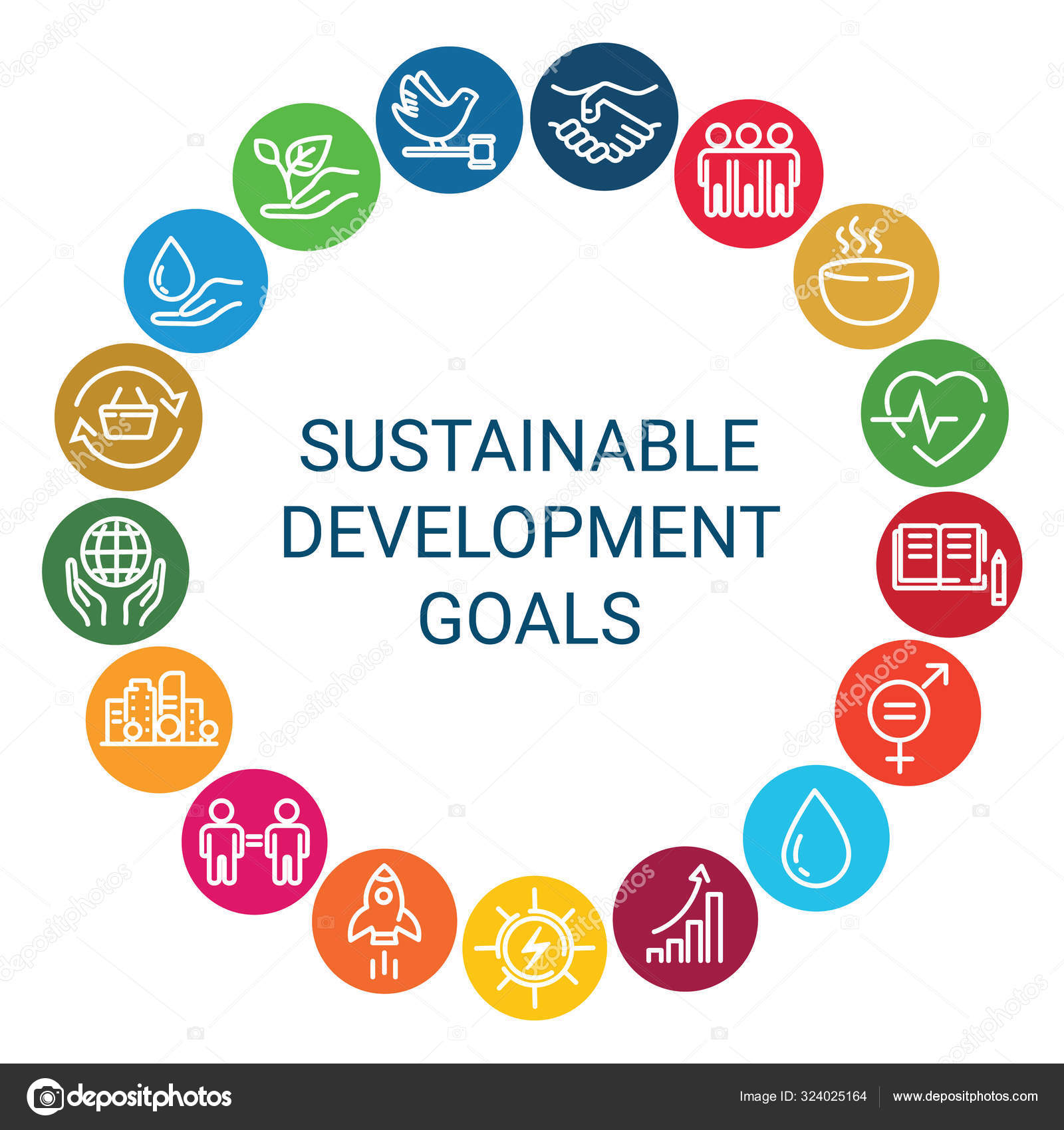 Sustainable Development Goals. Linear style icons Stock Vector Image by ...