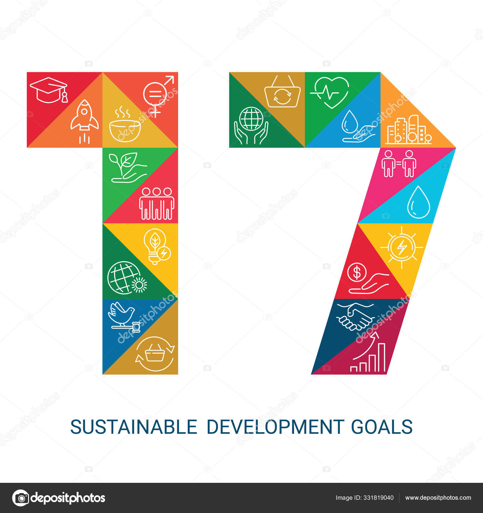 17 Icons Set. Sustainable Development Goals. Stock Vector Image by ...