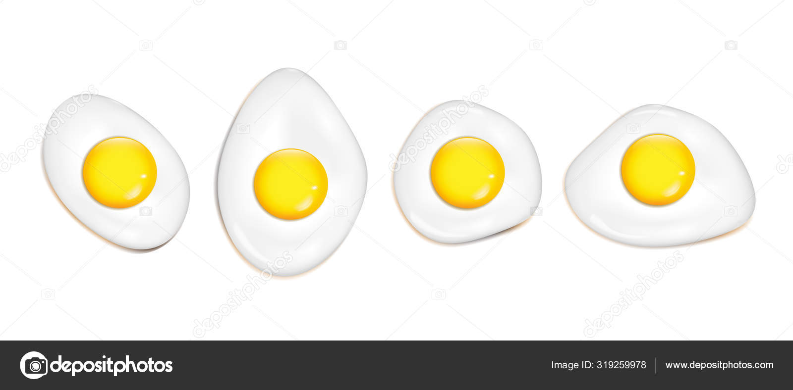 Vector realista conjunto de huevos fritos Vector de stock #319259978 de ...