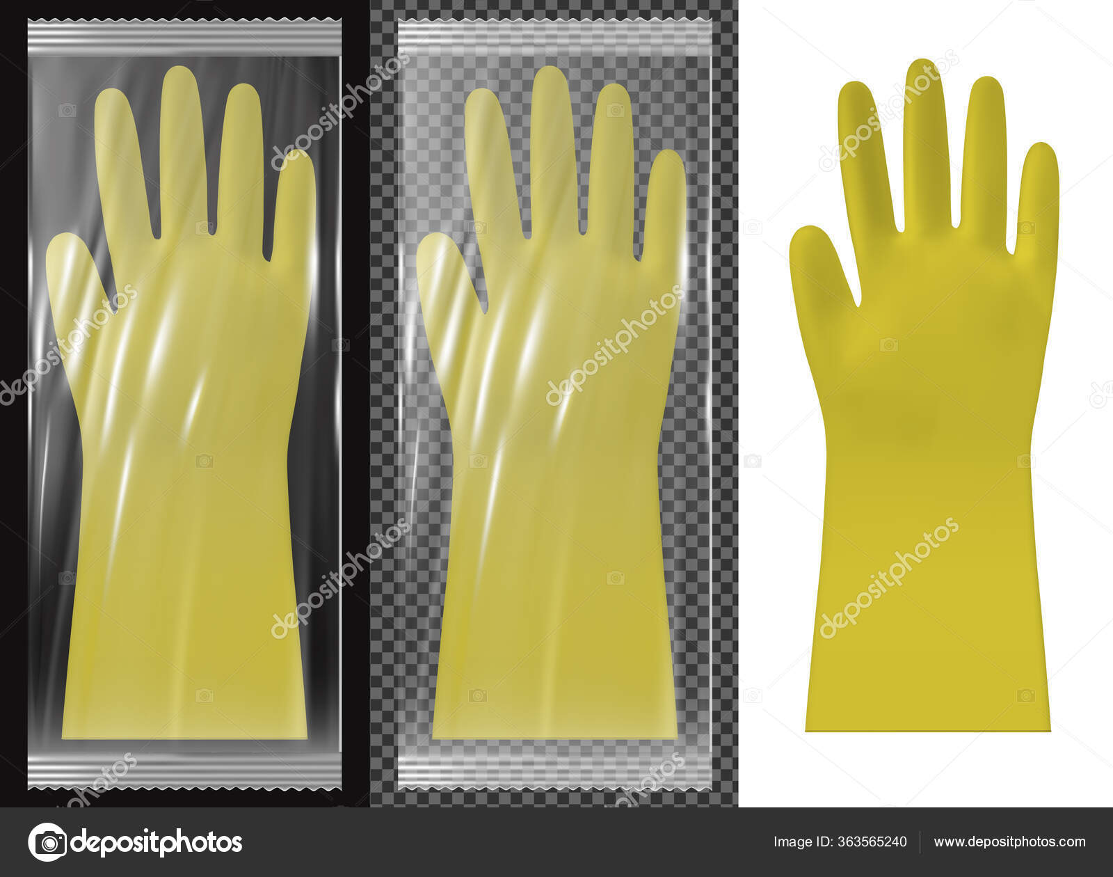 Disposable Plastic Nitrile Gloves Transparent Packaging Stock Vector ...