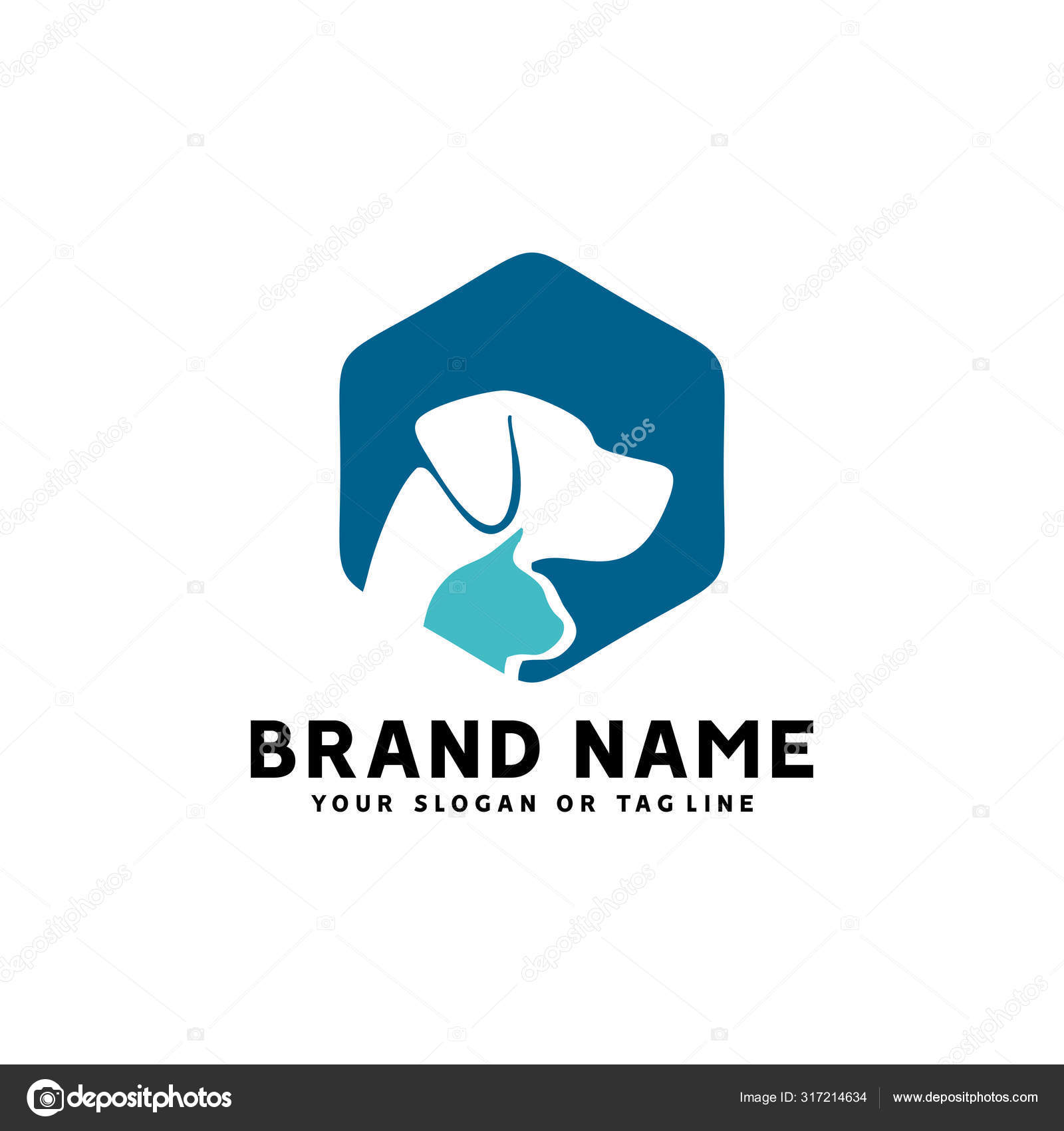 Diseño creativo logotipo perro y gato vector plantilla Vector de stock ...