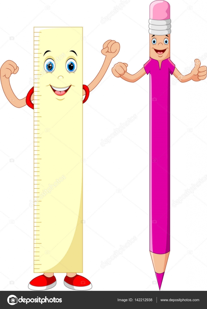 Cartoon Ruler And Pencil