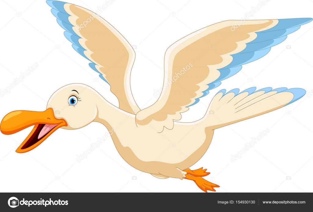 Lindo pato volador de dibujos animados Vector de stock #154930130 de ...