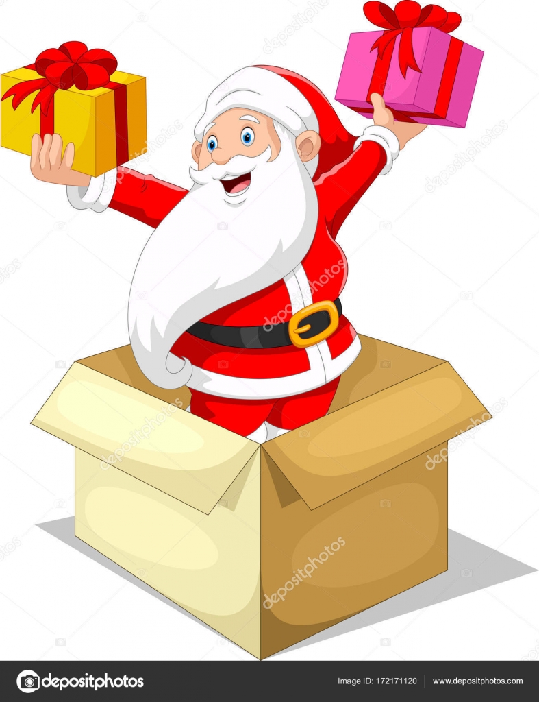 Happy Santa holding gift box Stock Vector Image by ©irwanjos2 #172171120
