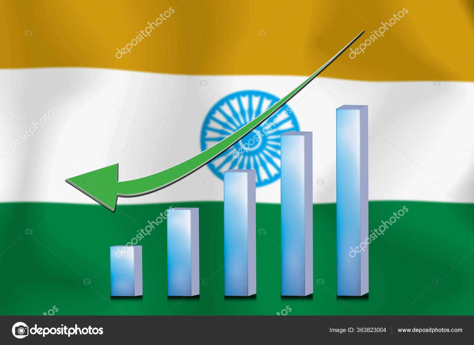 Concept Graph Economic Downhill Finance Accounting Flag Background ...