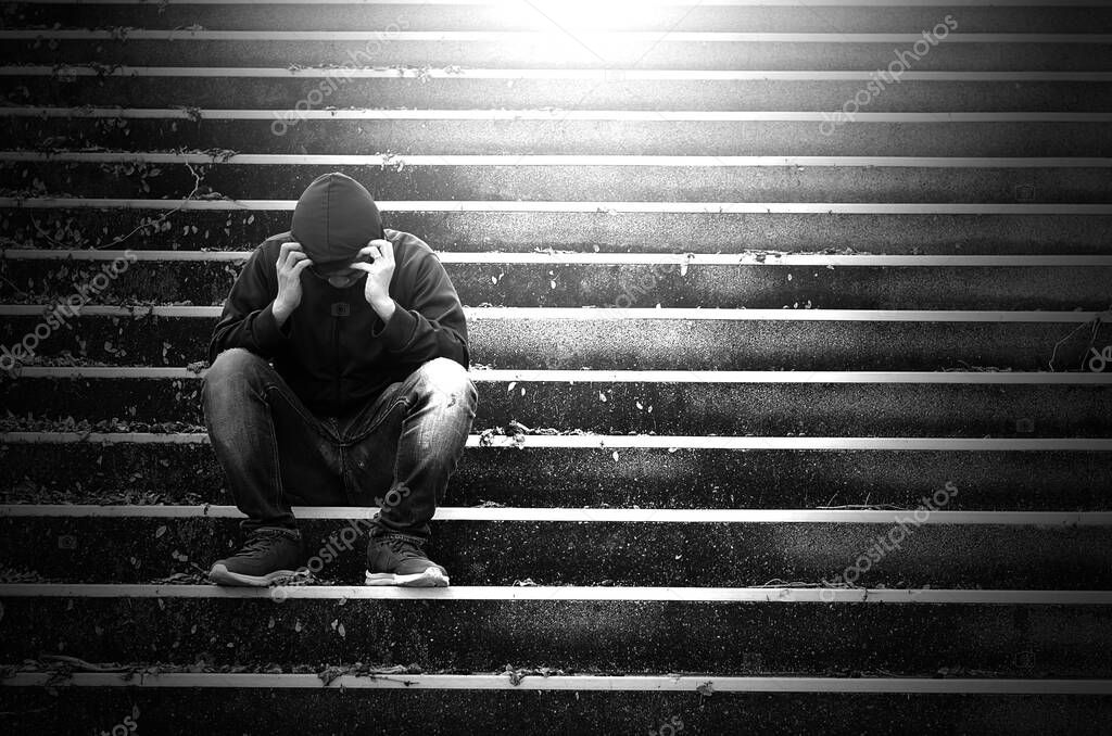 Persona Deprimida En Blanco Y Negro