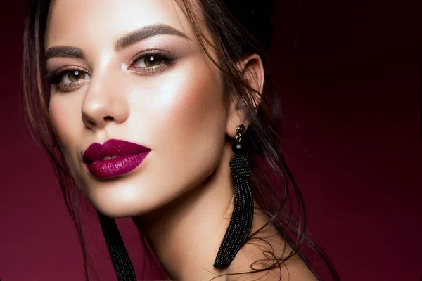 Gorgeous Young Brunette Woman Face Portrait Beauty Model Girl Bright