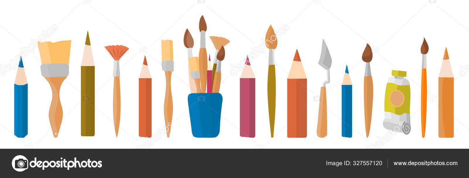 Drawing tools on a white isolated background. Palette knife ,, palette ...