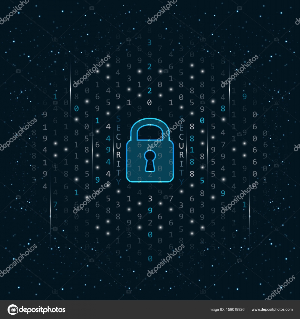 Closed lock on dark abstract vector background. Global security concept ...