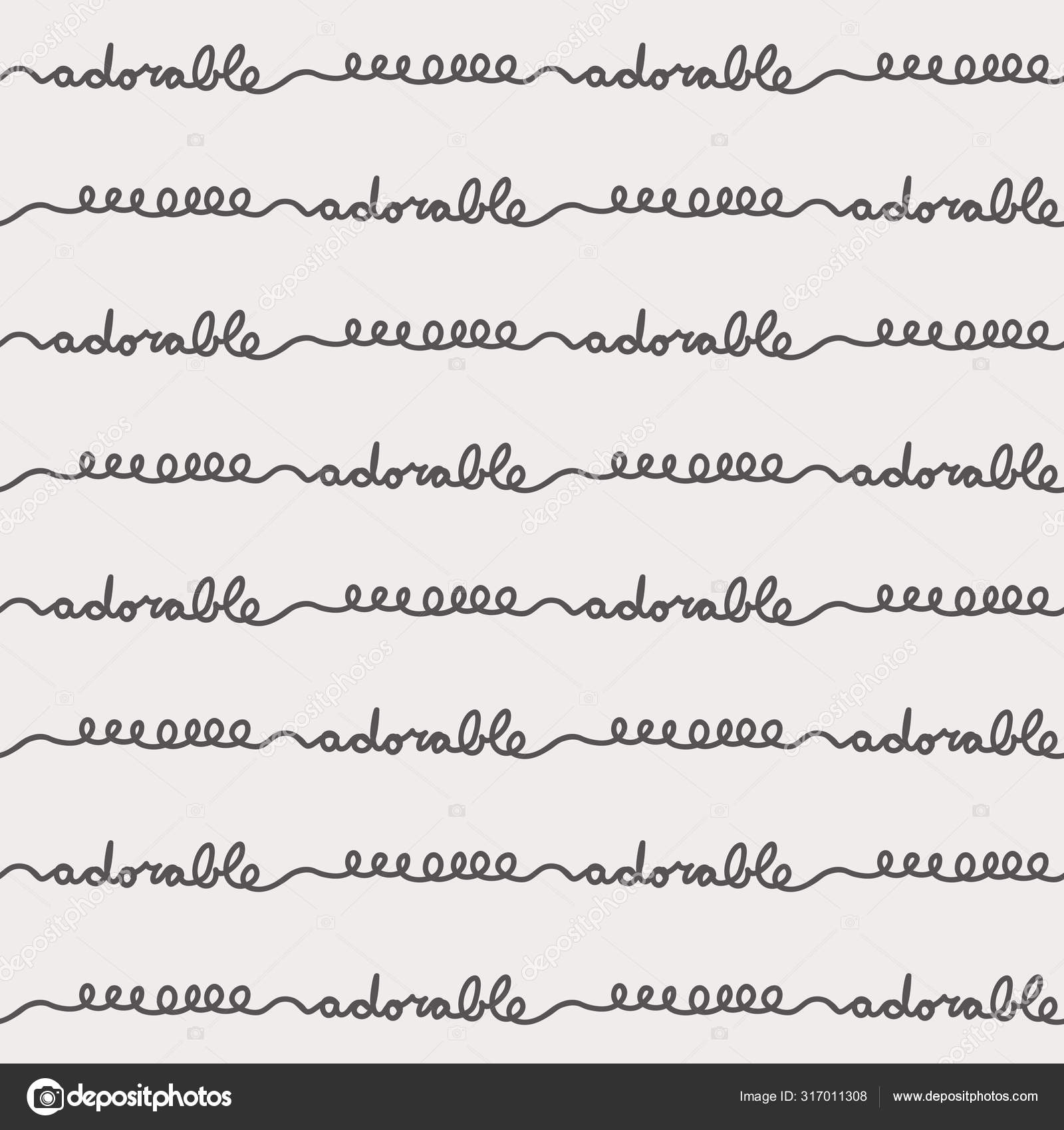 Adorable Cursive Continuous Line Seamless Pattern — Stock Vector ...