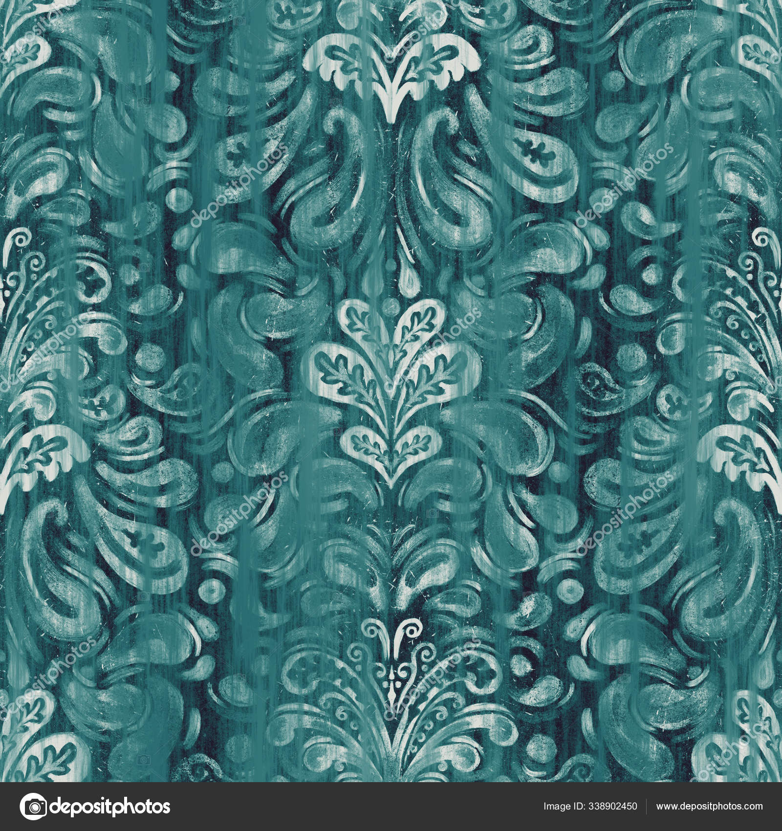 Turquoise Damask Pattern