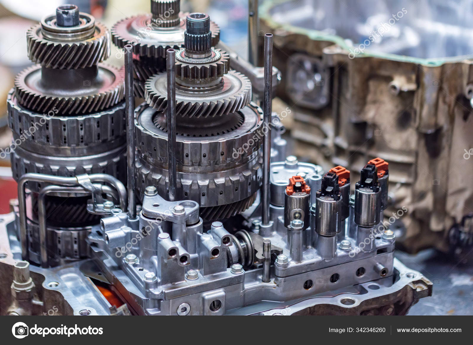 Close-up helical gears in car automatic transmission Stock Photo by ...