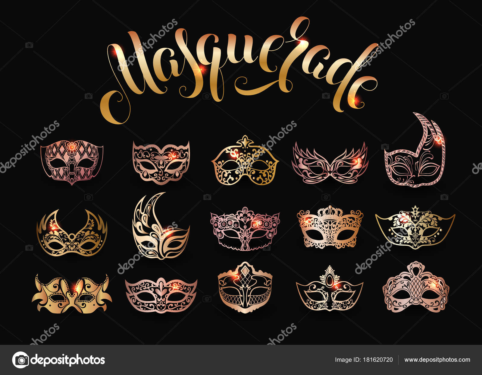 Gold Masquerade Masks Clip Art
