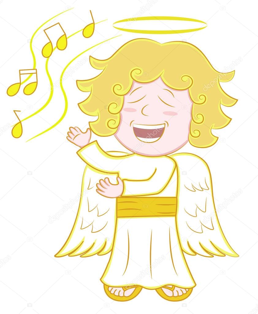 Personaje de dibujos animados Happy Angel Singing. Ilustración ...