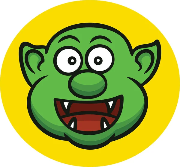 Funny Ogre Head Cartoon Character. Vector Illustration. — Stock Vector ...