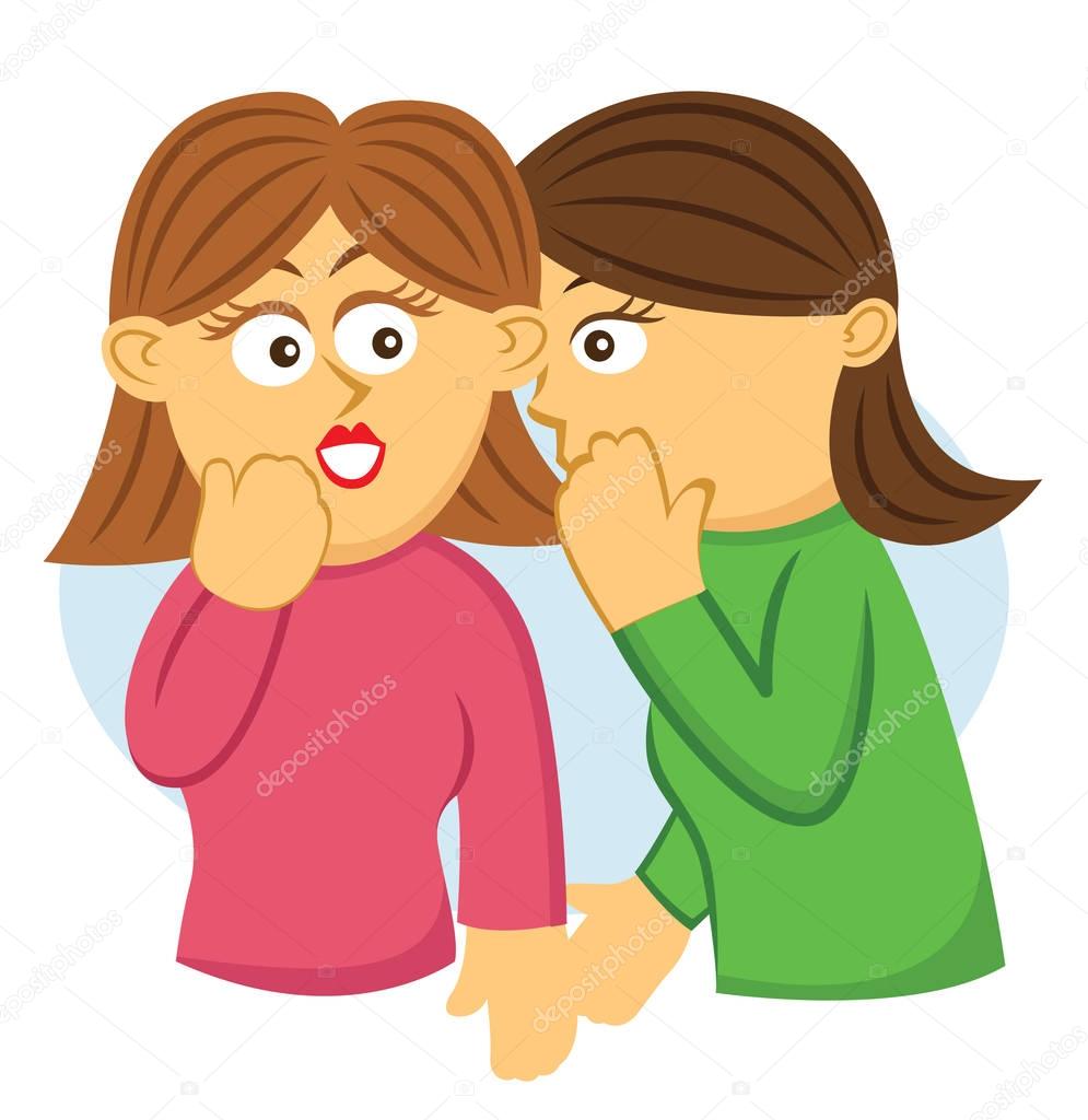 Dos chicas chismeando ilustración de dibujos animados aislado en blanco ...
