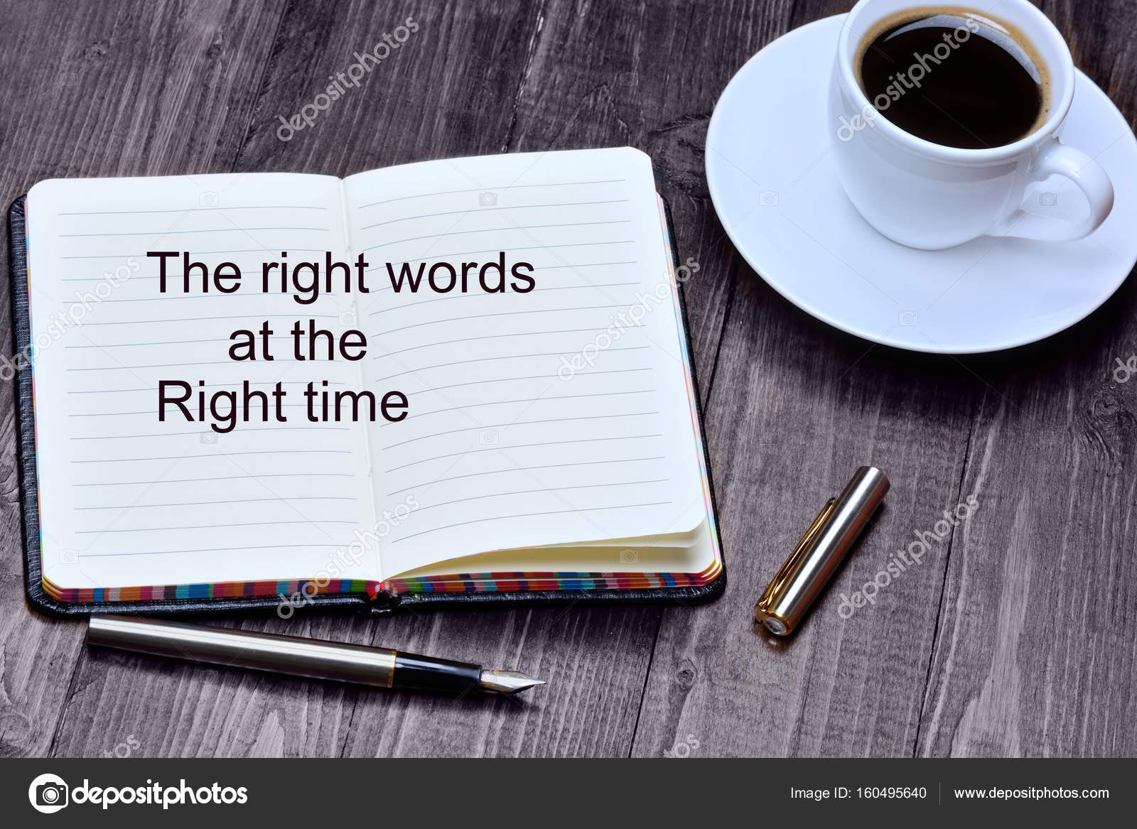 Text The right words at the right time on notebook ⬇ Stock Photo, Image ...