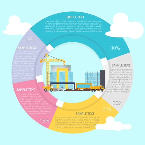 Infographic construction of a blockhouse. House building process ...