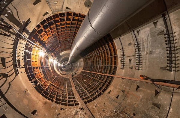 Empty Tunnel Construction Metro Large Temporary Ventilation Pipe ...