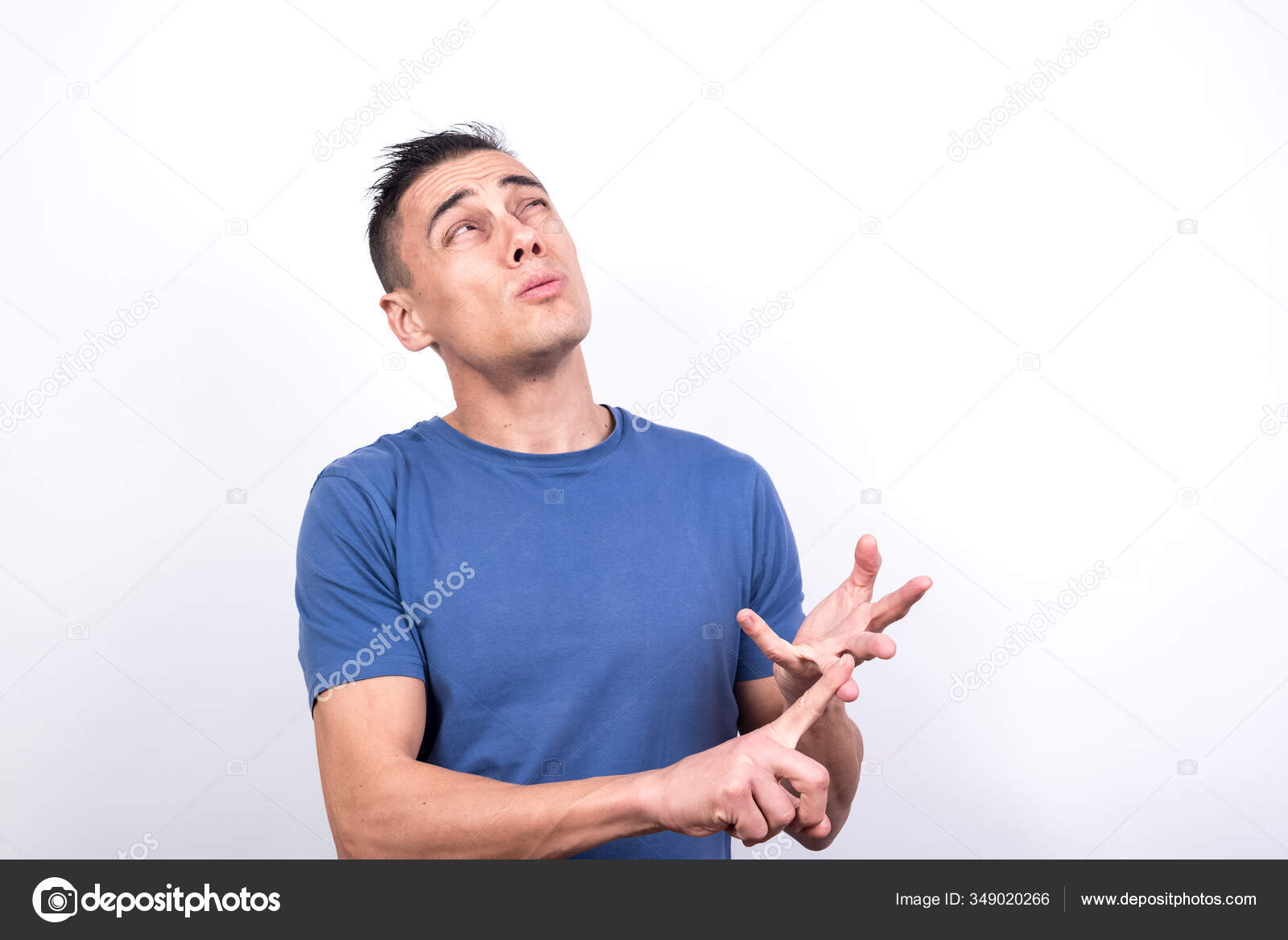 Man Counting Fingers White Background Medium Shot — Stock Photo ...
