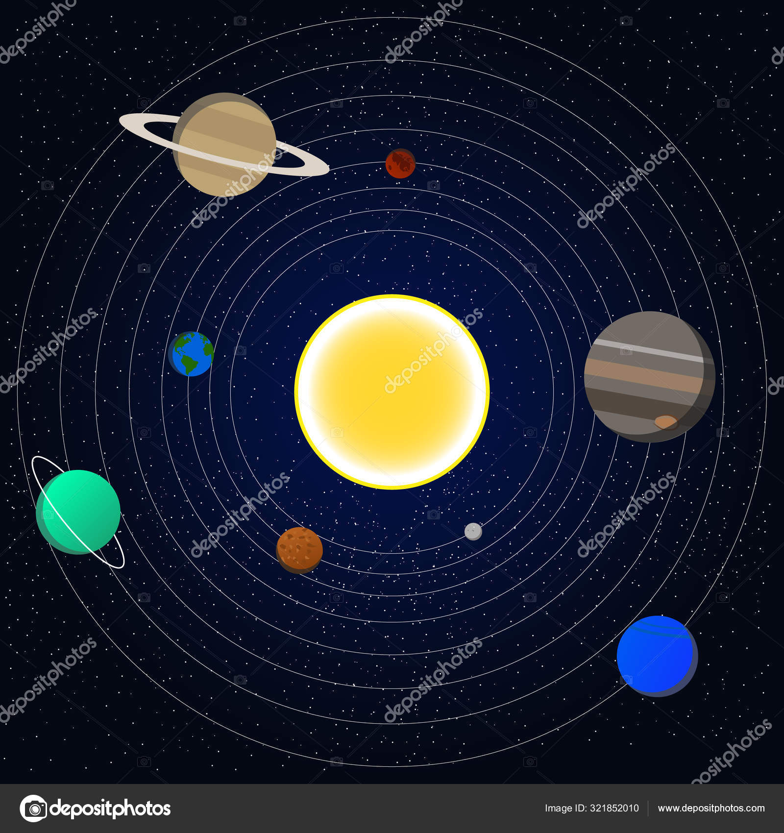 Vector illustration of solar system. Plantets in space. — Stock Vector ...