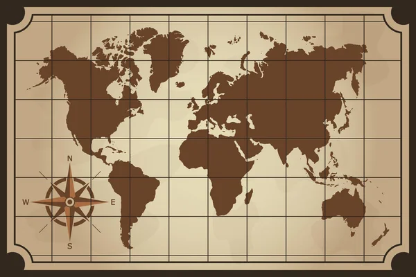 An old map of the world. Vector illustration. Stock Vector Image by ...