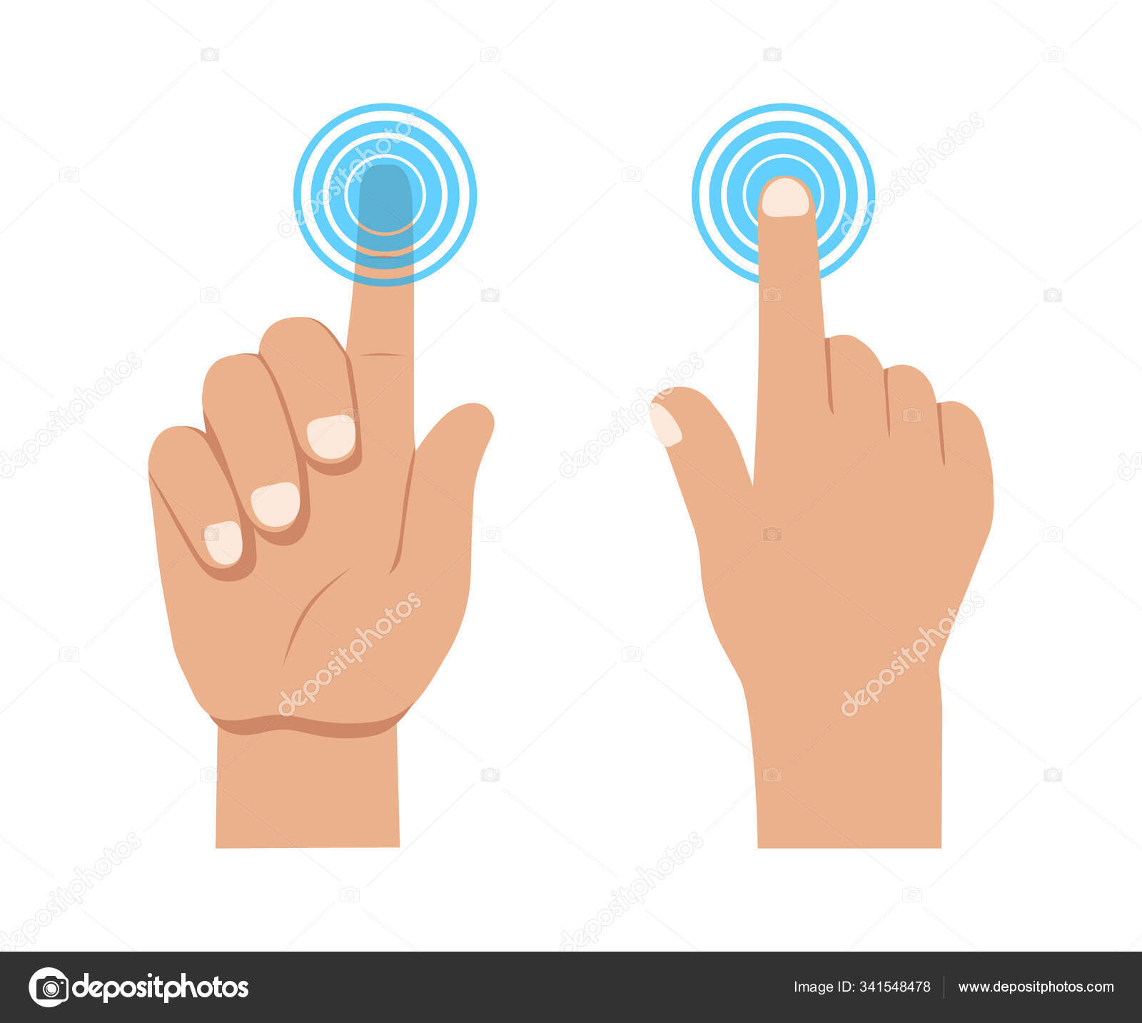 Ilustración vectorial del tacto del dedo sobre fondo blanco. Aislado ...