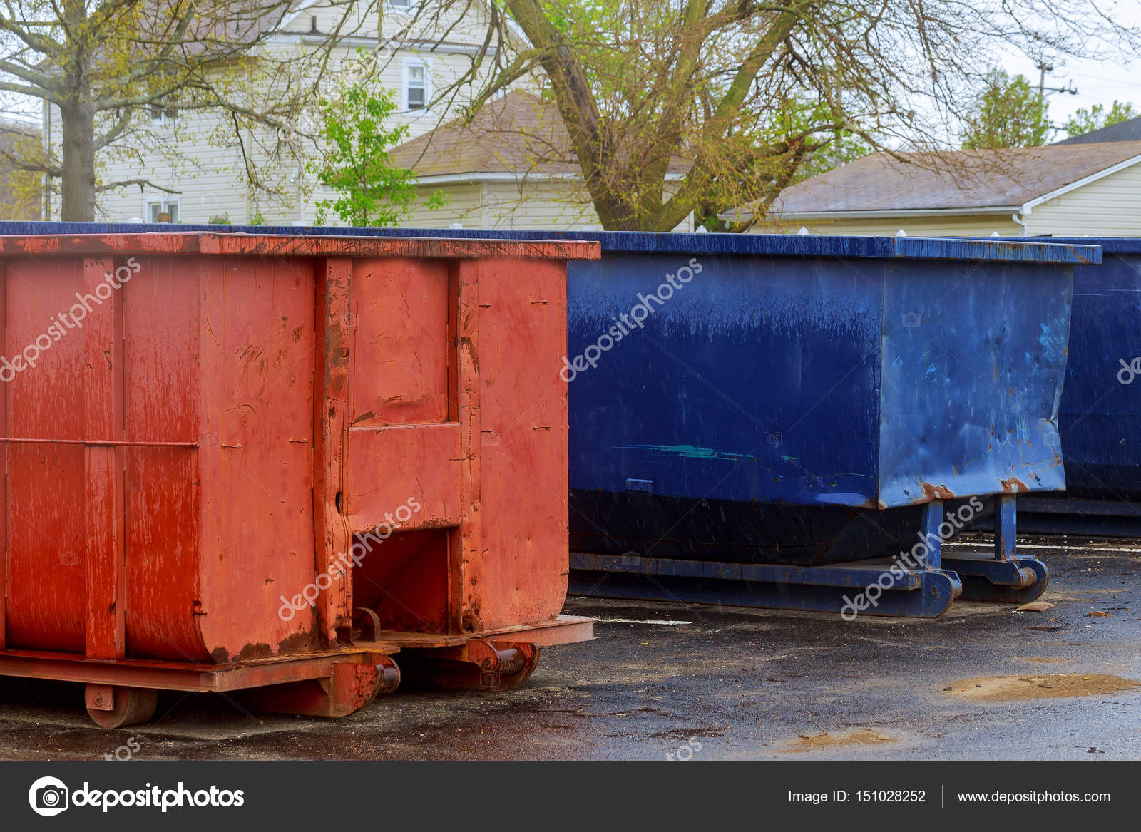 Industrial garbage container on construction site Stock Photo by ...