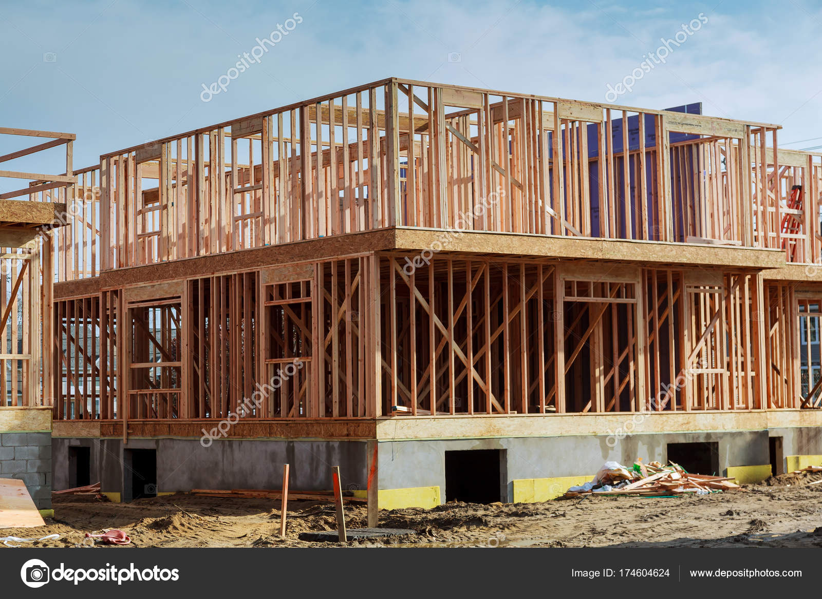 Single Family Home Construction - Building a New Wood Framed House ...
