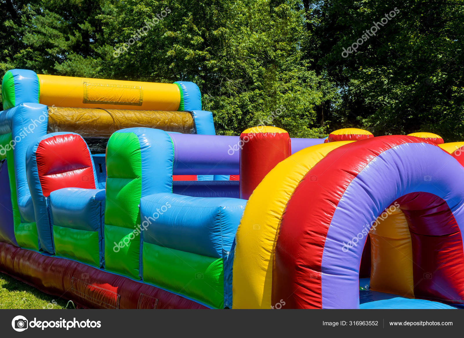 Children ride on an inflatable, children attraction fragment — Stock ...