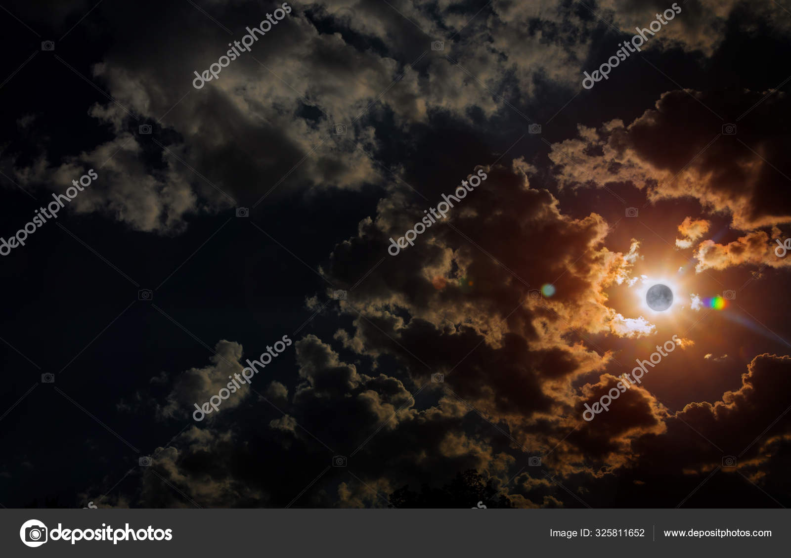 Espacio eclipse solar vista del amanecer desde la luna con una nube ...