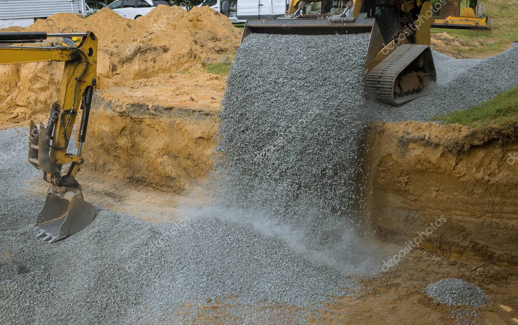 Construcci n de obras de excavadora de cimentaci n en un pozo de grava carga de piedra 2024