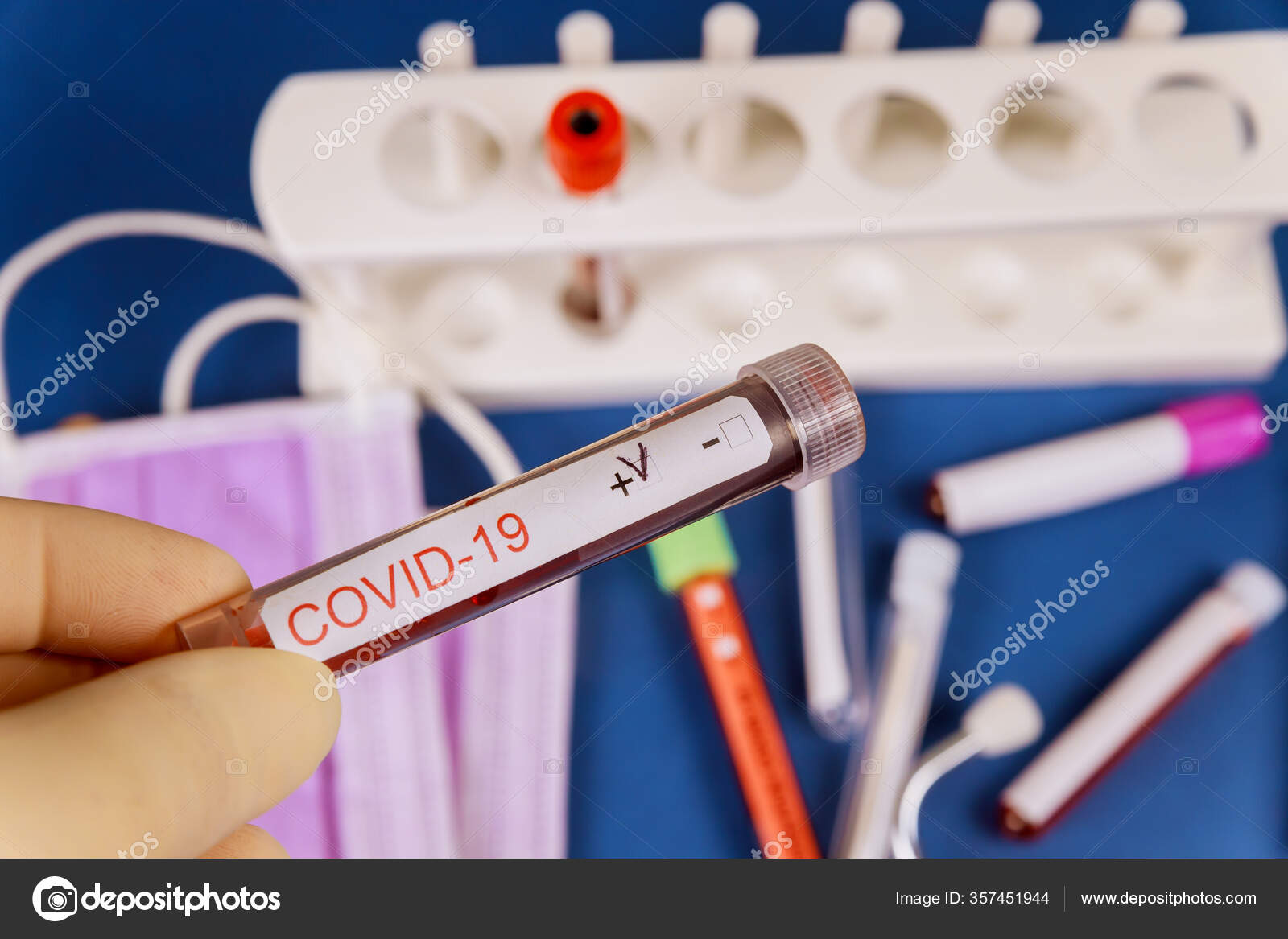 Positive Test Result Using Rapid Test Device Covid Infected Blood Stock ...