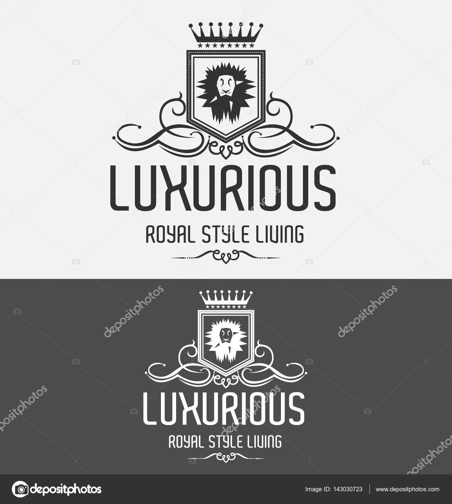 Templat: Lion Logo Luxurious Crest Vector Design Template with Crown ...