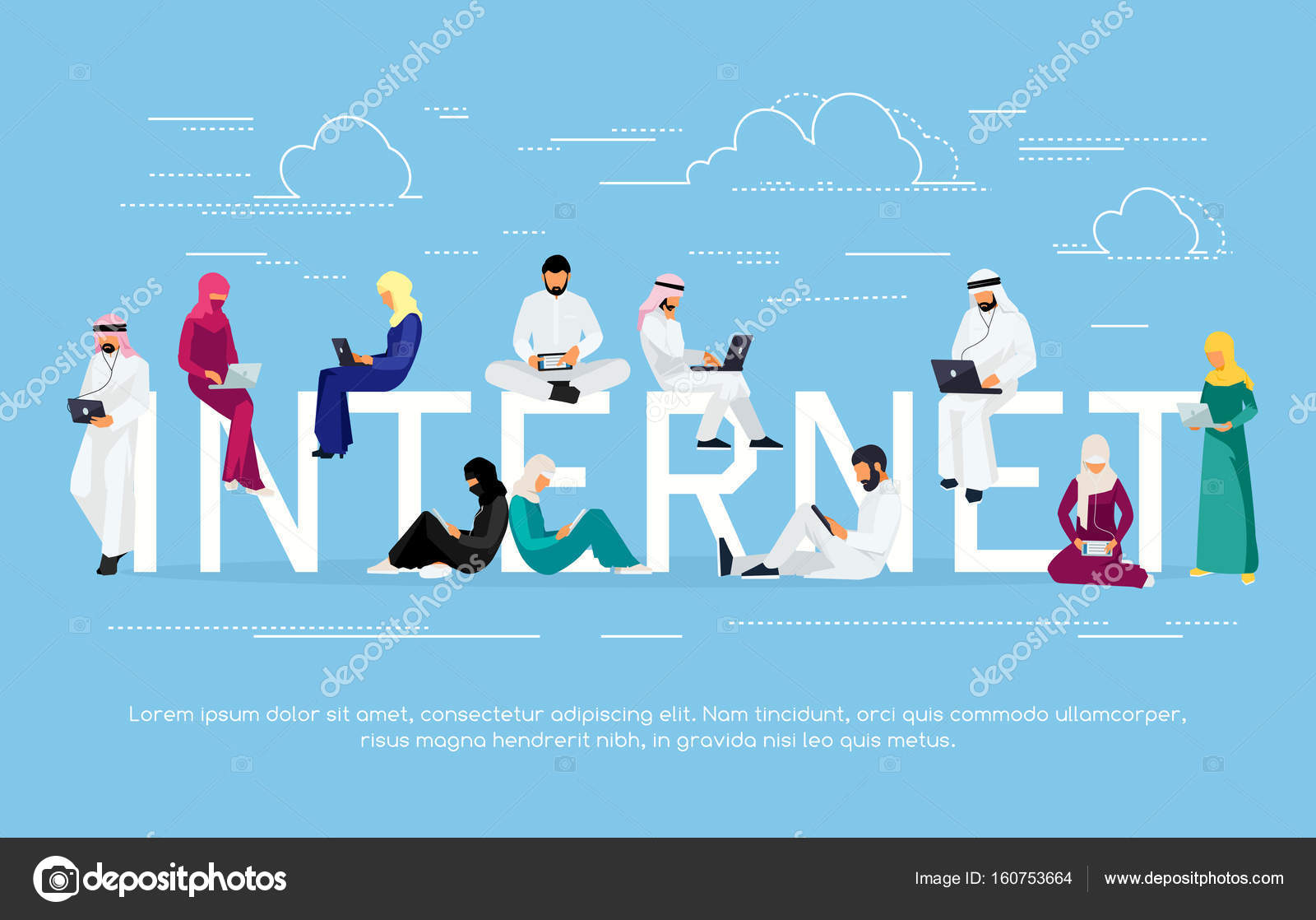 Young Muslim people with tablet pc and laptops are engaged in di Stock ...