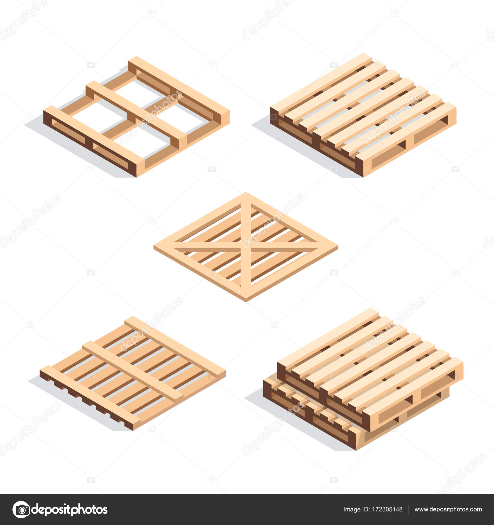 Set of isometric wooden pallets. Stock Vector Image by ©aklionka #172305148