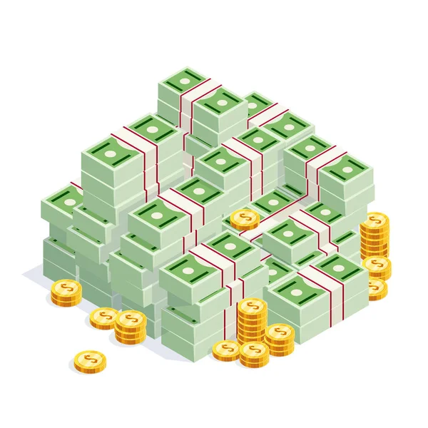 Set of isometric money isolated on white background. Stock Vector Image ...