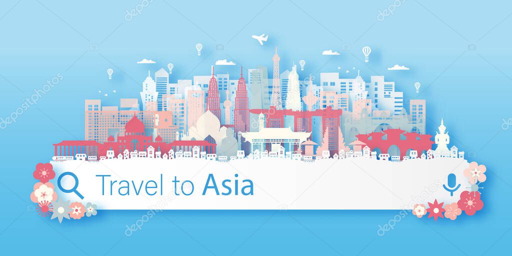 Asia Lugares de interés Postal de viaje, póster, publicidad turística ...