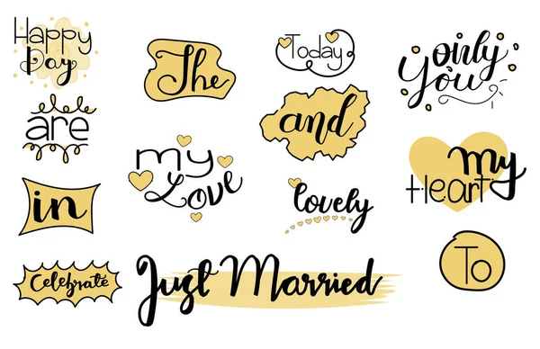Catchwords Set Collection Romantic Dengan Font Tulisan Tangan Preposisi ...