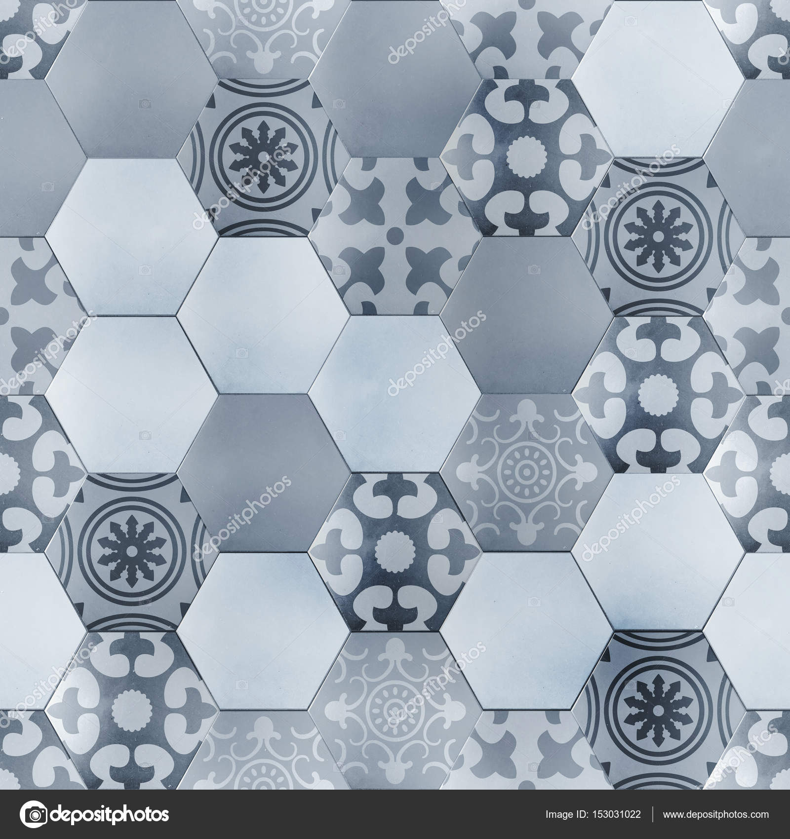 Hexagon floor with Provence pattern Stock Photo by ©guteksk7 153031022