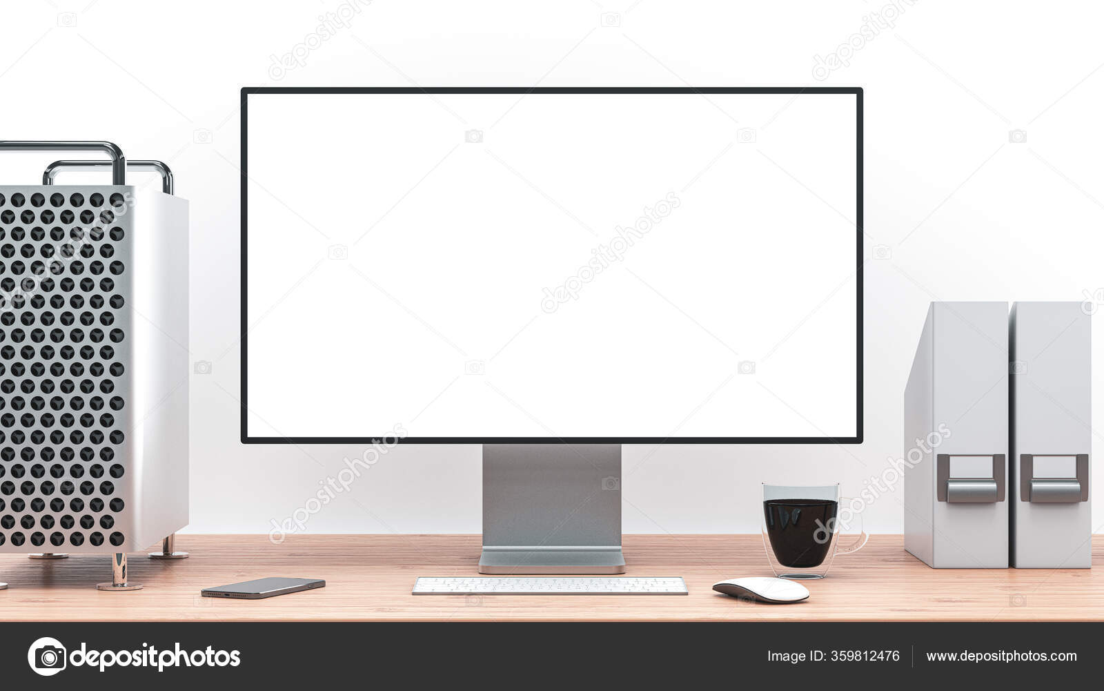 Computer Blank Screen Keyboard Desk Stock Photo by ©guteksk7 359812476