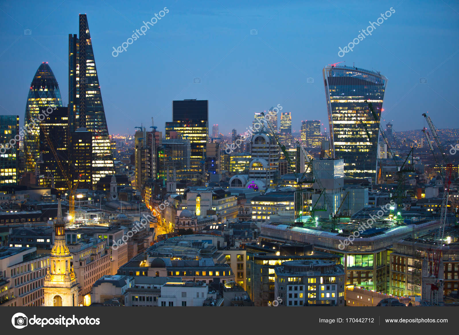 City of London night view. London, UK – Stock Editorial Photo © irstone ...