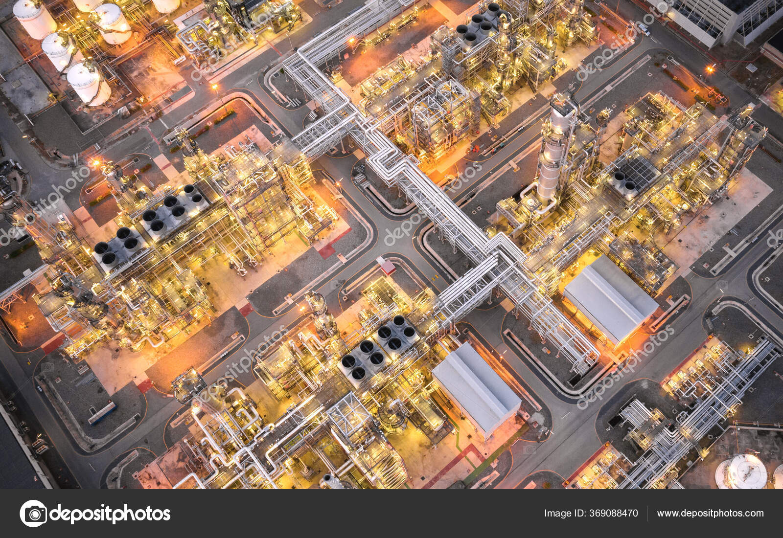 Panorama Aerial View Oil Gas Refinery Industrial Refinery Plant ...