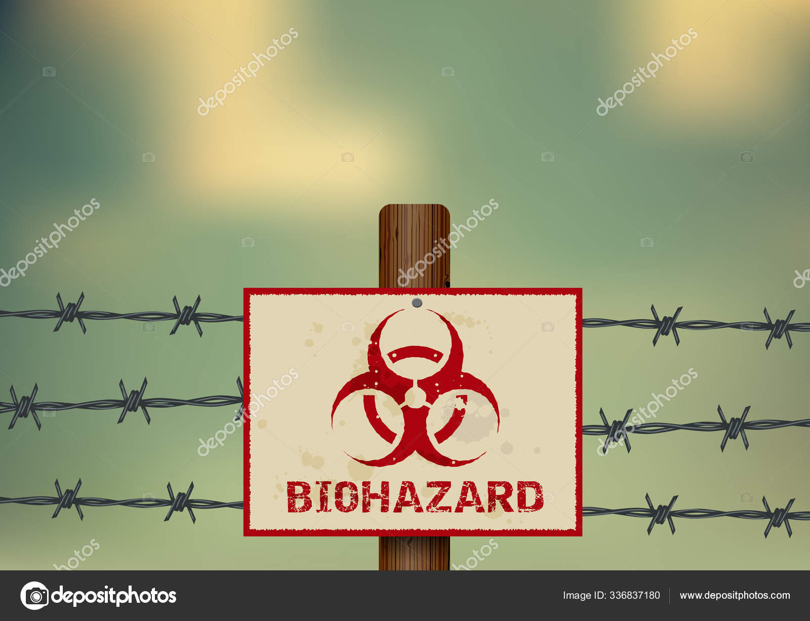Biohazard symbol on a barbed wire fence. — Stock Vector © dalebor ...