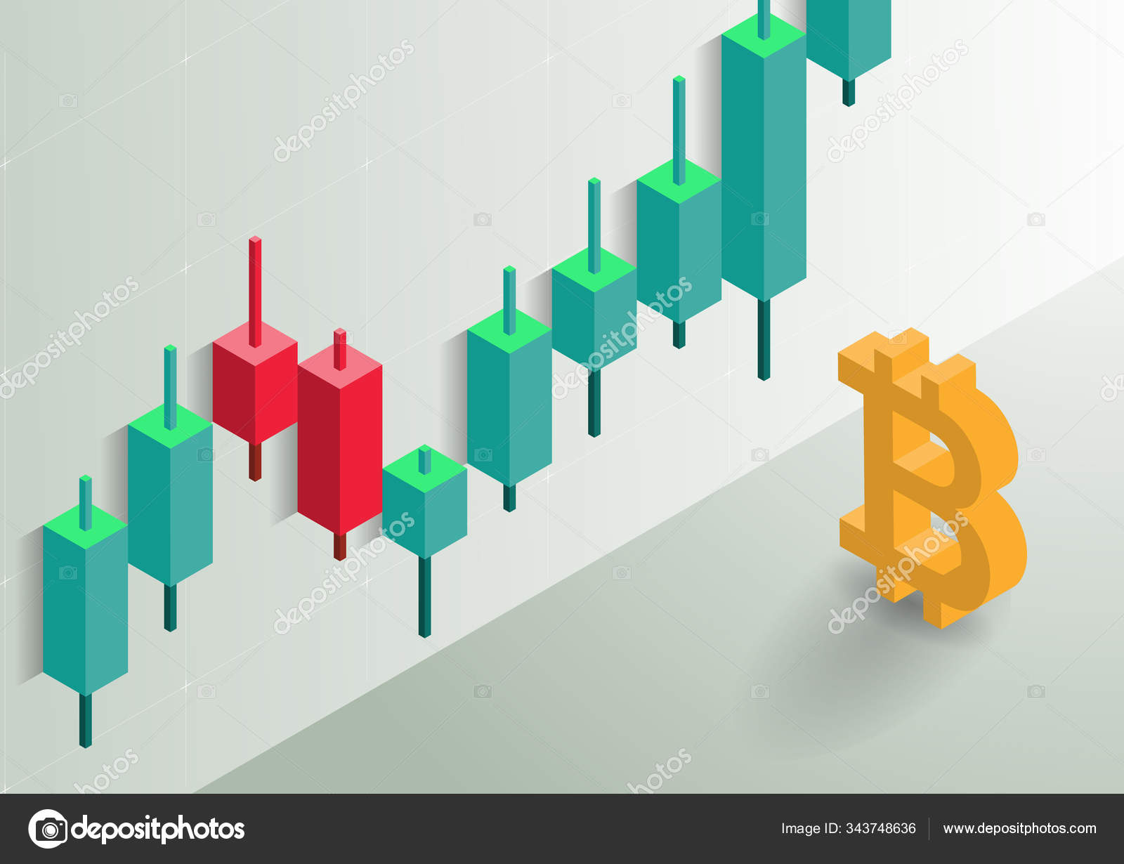 Bitcoin symbol and candlestick chart. — Stock Vector © dalebor #343748636