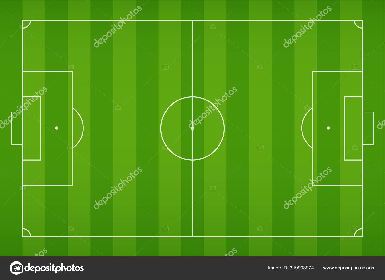 Fodboldbane. Den øverste udsigt græstørv, der striber med chok for at ...